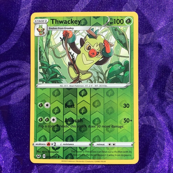 Pokemon | Toys | Pokmon Card Thwackey The Evolved Form Grookey | Poshmark